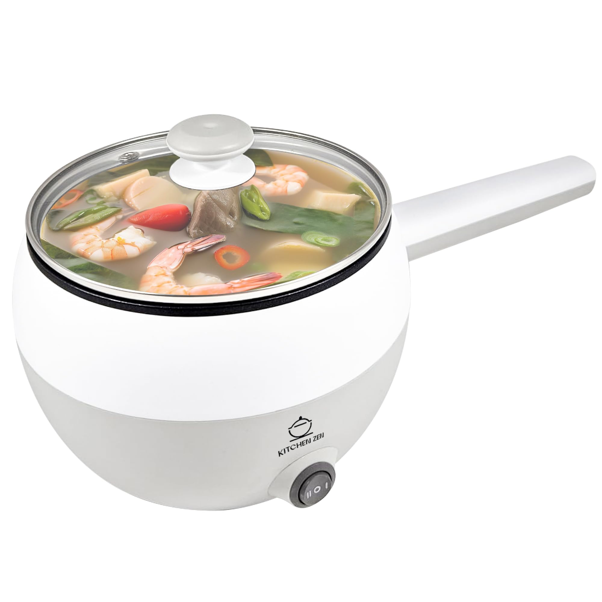Mini Electric Hot Pot for Cooking: Portable Ramen Cooker: 1.2L Multi-Functional Self Heating Pot, Non-Stick Electric Pot for Pasta, Noodles, Soup, Egg, Portable Cooking Pot, Lazy Pot