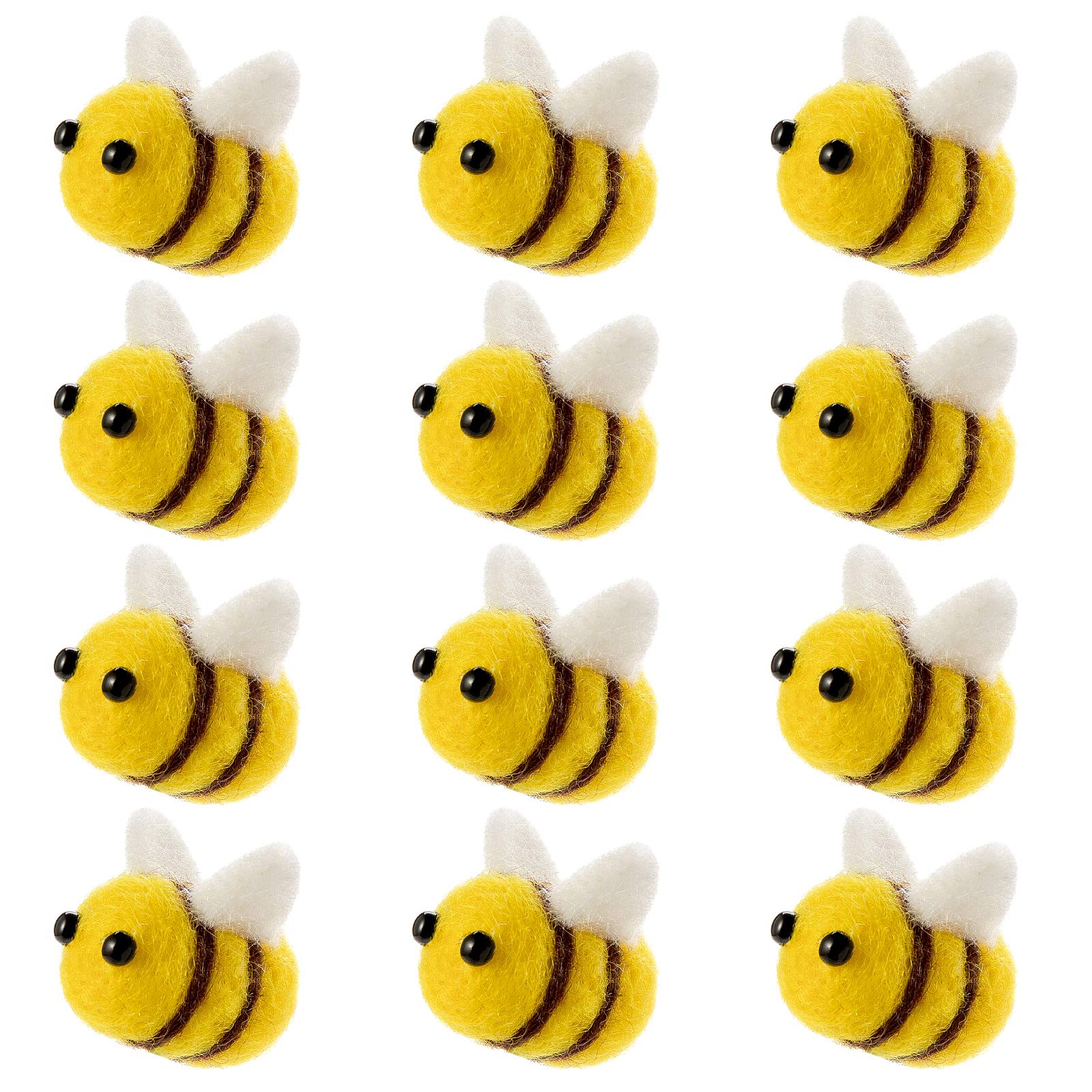 CINPIUK 12 Set Felt Bees for Crafts, Wool Felt Bumble Bee Plush for Tiered Tray Decoration Party Favors DIY Craft Jewelry Accessory