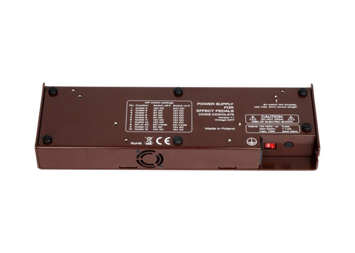 CIOKS CIOKOLATE 9V / 12V / 15V / 16V / 24V AC DC Universal Power Supply with 12 Isolated Sections and 24 Flex Cables for Effect Pedals - Compatible with Temple Audio and Pedaltrain Pedalboards