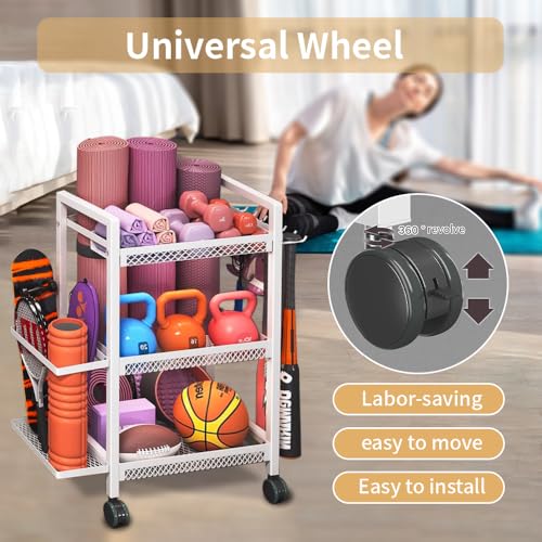 Home Gym Storage Rack, Metal, Dumbbell Rack, Workout Equipment Storage, Yoga Mat Stand, Organizer for Dumbbells, Weights, Kettlebell MK97