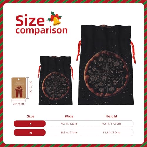 Christmas Gift Bags With Drawstrings Pizza Constellation Printed Xmas Gift Bags Reusable Christmas Theme Storage Bags For Party Favors Present Wrapping