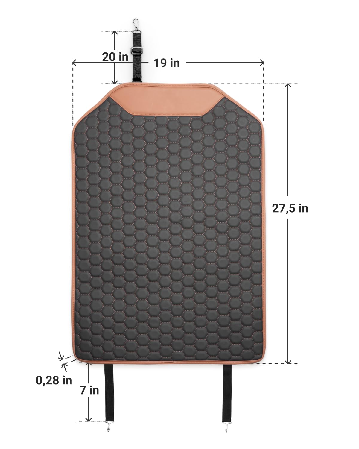 Owleys Premium Leather Car Seat Protector for Back Seat - Back Seat Cover for Kids - Car Kick Mat - Back of Seat Protector for Kids Feet Car Seat Back Protector - 1 Pc Hexy