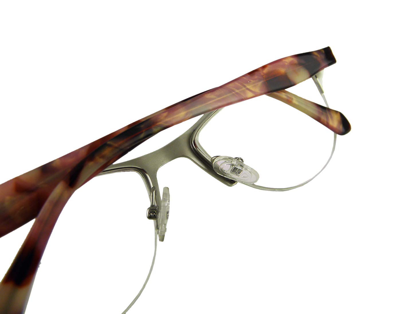 Circleperson women cat eye glasses frames spring hinges half-rimless middle size (White, Clear/w print)