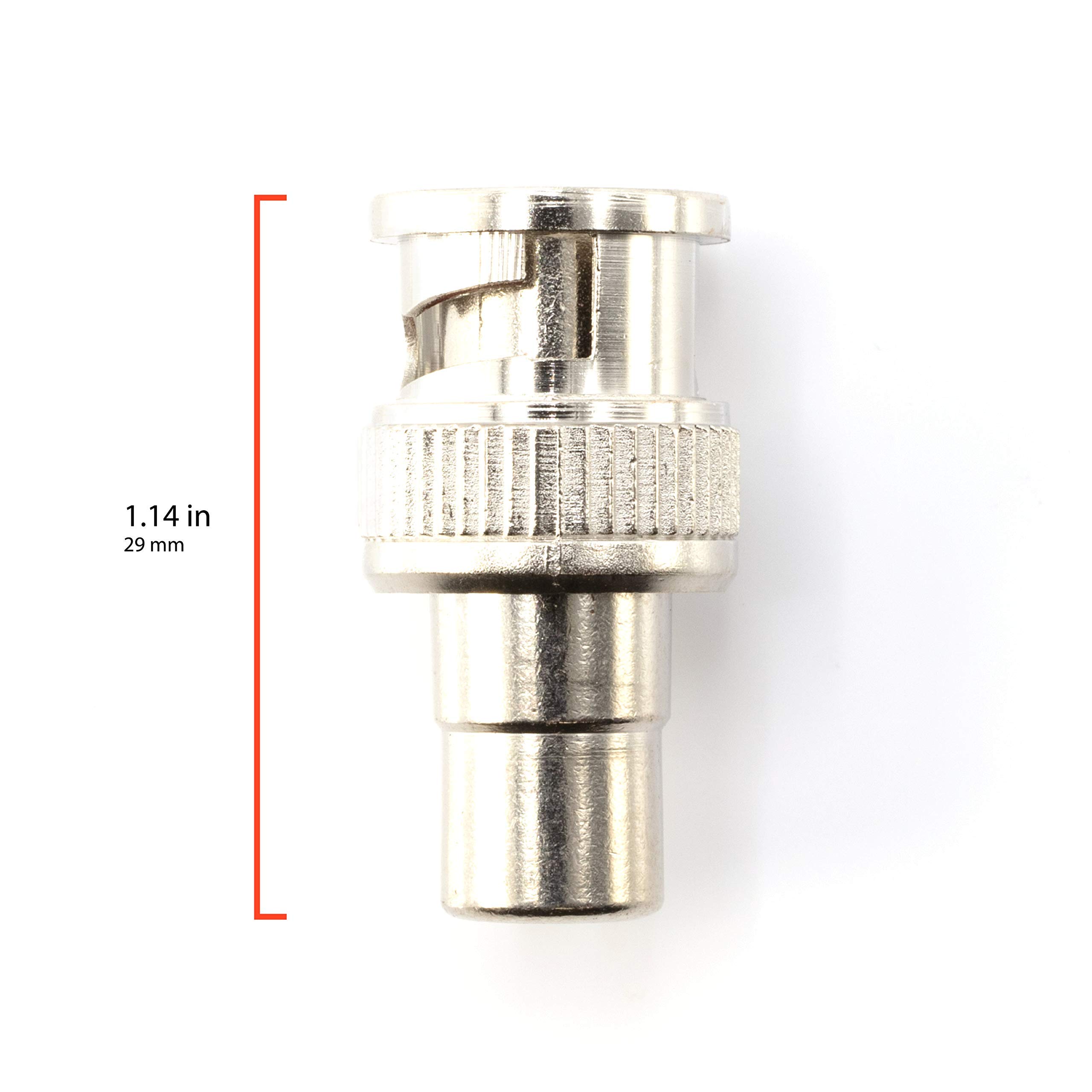 THE CIMPLE CO BNC to RCA Male to Female Adapter Pack, 10 Pieces, Metallic Silver