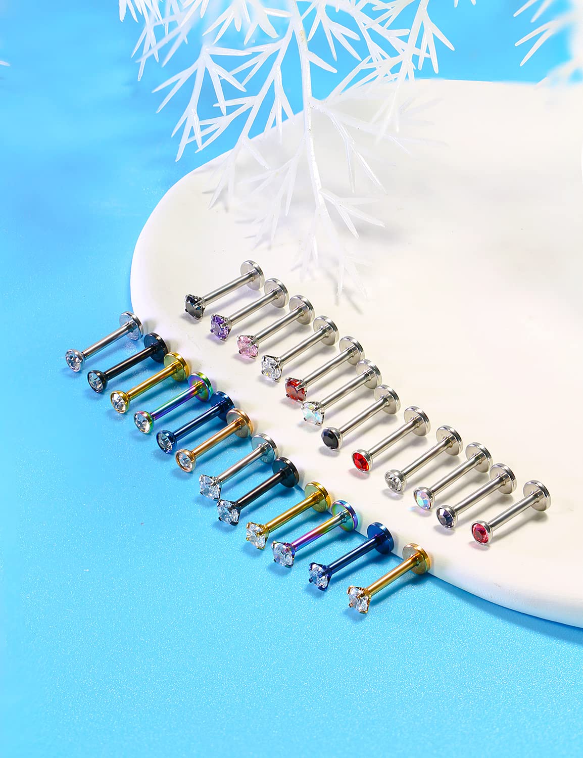Cisyozi 16G Lip Labret Medusa Ashley Monroe Rings Studs for Women Snake Bite lip Ring 16 Gauge Stainless Surgical Steel Flat Back Tragus Cartilage Helix Conch Earrings Stud Piercing Jewelry Men 10mm
