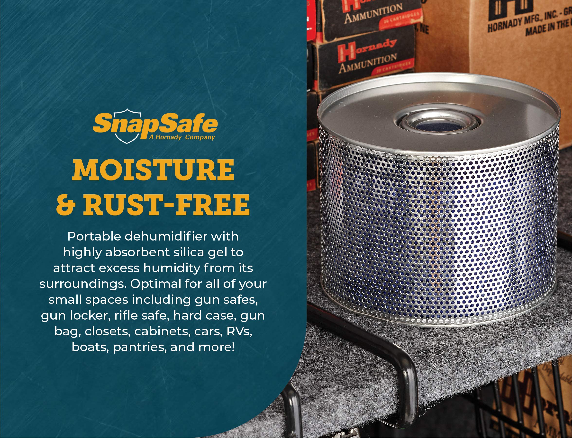 SnapSafe Reusable Canister Dehumidifier, 75902 - Portable, Easy to Use Moisture Absorbers for Gun Safes & Cabinets - Prevent Moisture Damage for Gun Safe Accessories, Firearms in Your Gun Vault