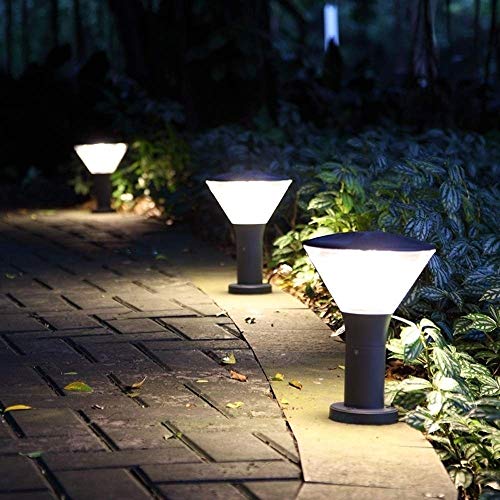ZMY Modern Simple Grey Waterproof Pillar Light Outdoor LED Anti-Rust Aluminum Post Lighting PC Lawn Garden Home Column Lantern Villa Decorative Pathway Fixture E27 Edison