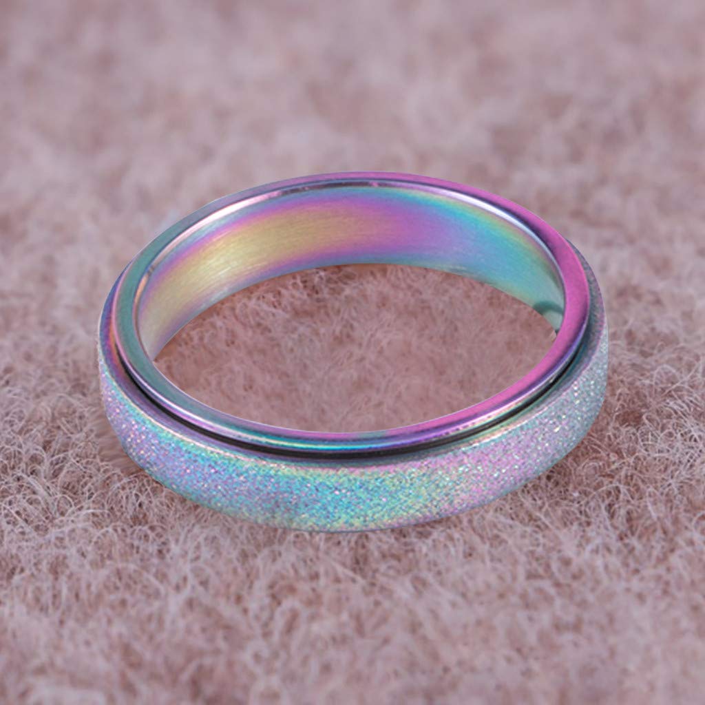 Tronet rings Women's Stainless Steel Spinner Ring Sand Blast Finish Comfort Size 6-13a Good Gift for a Girlfriend, Boyfriend, Family