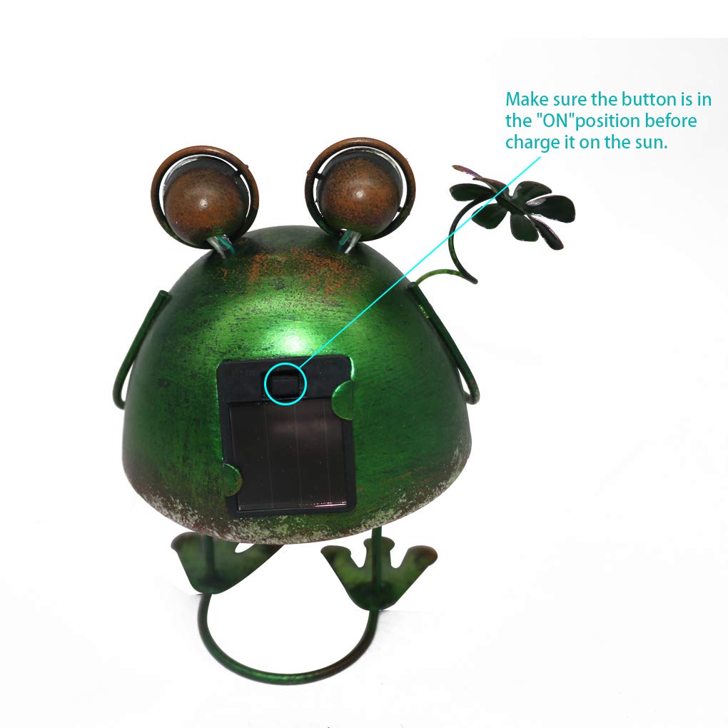 Solar Animal Lights, Metal Garden Art Frog Statue for Patio Garden Lawn Yard Flowerbed Decor