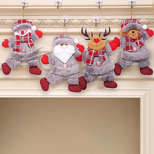 Christmas Tree Plush Ornaments Set, Plush Christmas Ornaments Santa Elk Bear Snowman Ornaments for Christmas Tree Xmas Home Holiday Decorations Christmas Ornaments