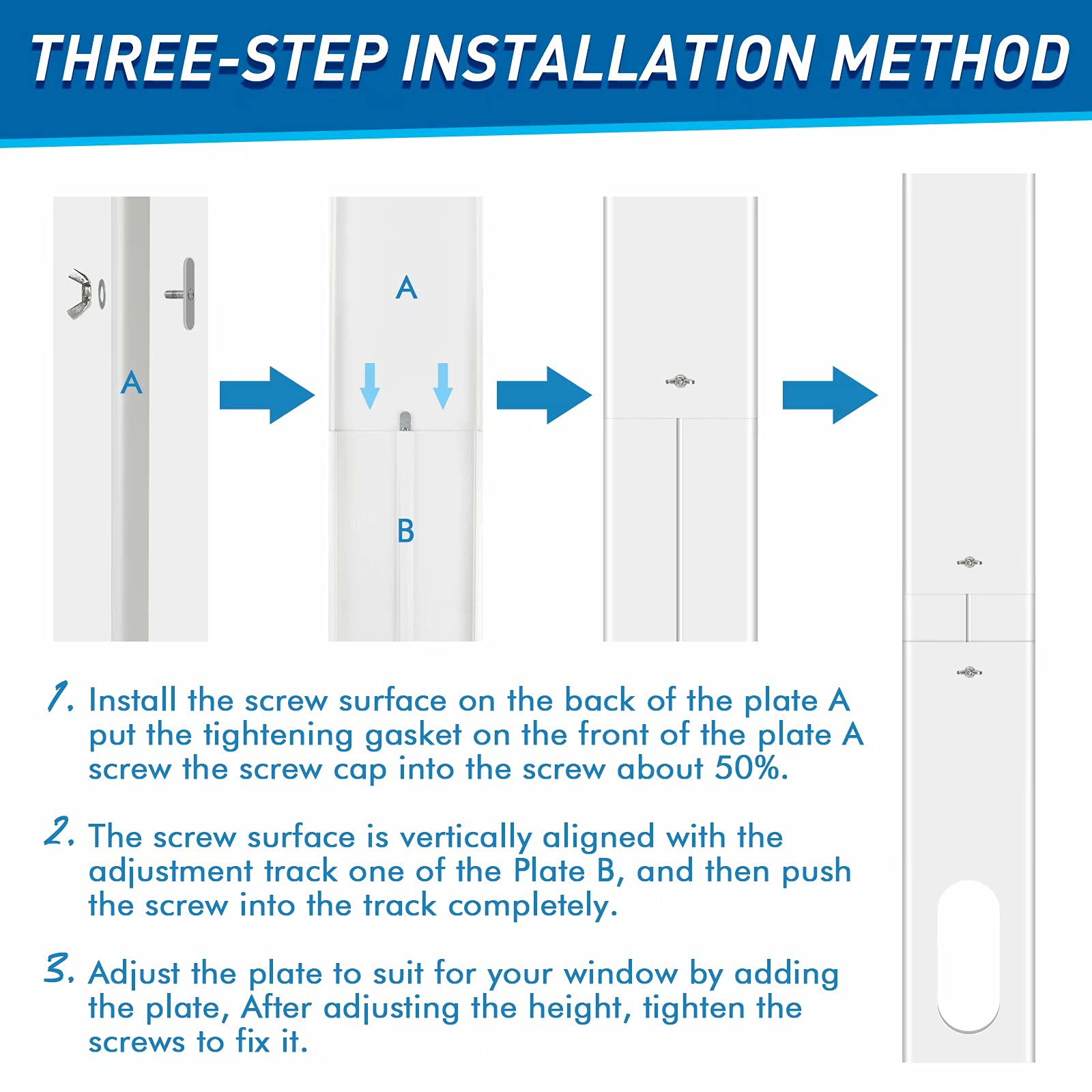 ZOOI 5.1"/5.9" Diameter Portable Air Conditioner Window Kit, Sliding AC Vent Kit for Exhaust Hose,20"-55" Length Universal Window Seal Kit, Adjustable AC Kit PVC Seal for Sliding Window
