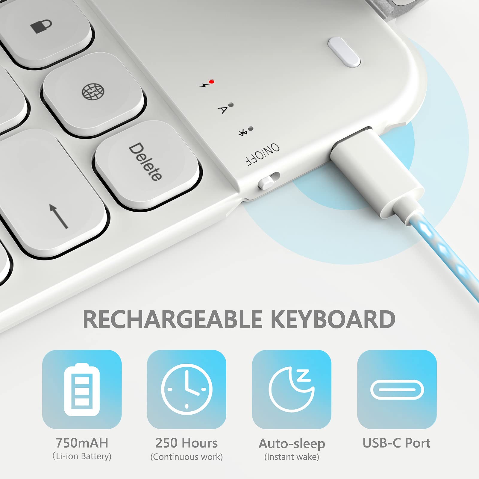FDQI Floating Cantilever Stand Magnetic Keyboard Case Compatible with iPad Pro 12.9 inch 2022 (6th/5th/4th/3rd Gen), iPad Case with iPadOS Shortcuts, Multi-Touch Trackpad, 7-Color Backlit-White