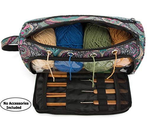 Pacmaxi Yarn Storage Knitting Organizer Carrying Yarn Holder Lightweight Yarn Storage Bag Portable Knitting Organizer for Cotton Yarns, Crochet Hooks, Knitting Needles(Up to 10 Inch)(Bag Only) (Blue)