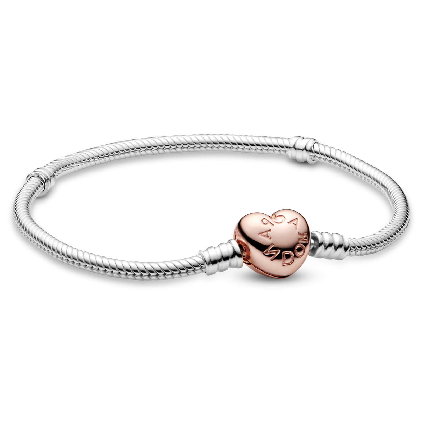 Heart Clasp Snake Chain Pandoras Bracelet Silver for Women
