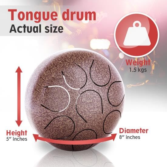 Pyle Professional Pan Drum, Steel Drum, Steel Pan Drum Music, Finger Steel Drums, Jamaican Drum, Harmonic Handpan, Includes Rubber Musical Mallet and Travel Bag (PHDRUM84)