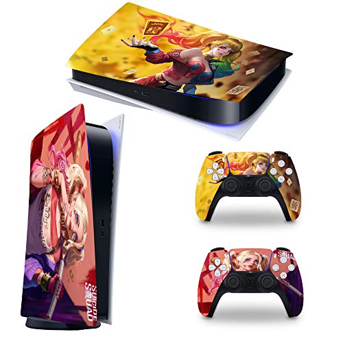 Crazy Girl - PS5 Standard Edition Skin Console and 2 Controller, Vinyl Decal Sticker Full Cover Protective