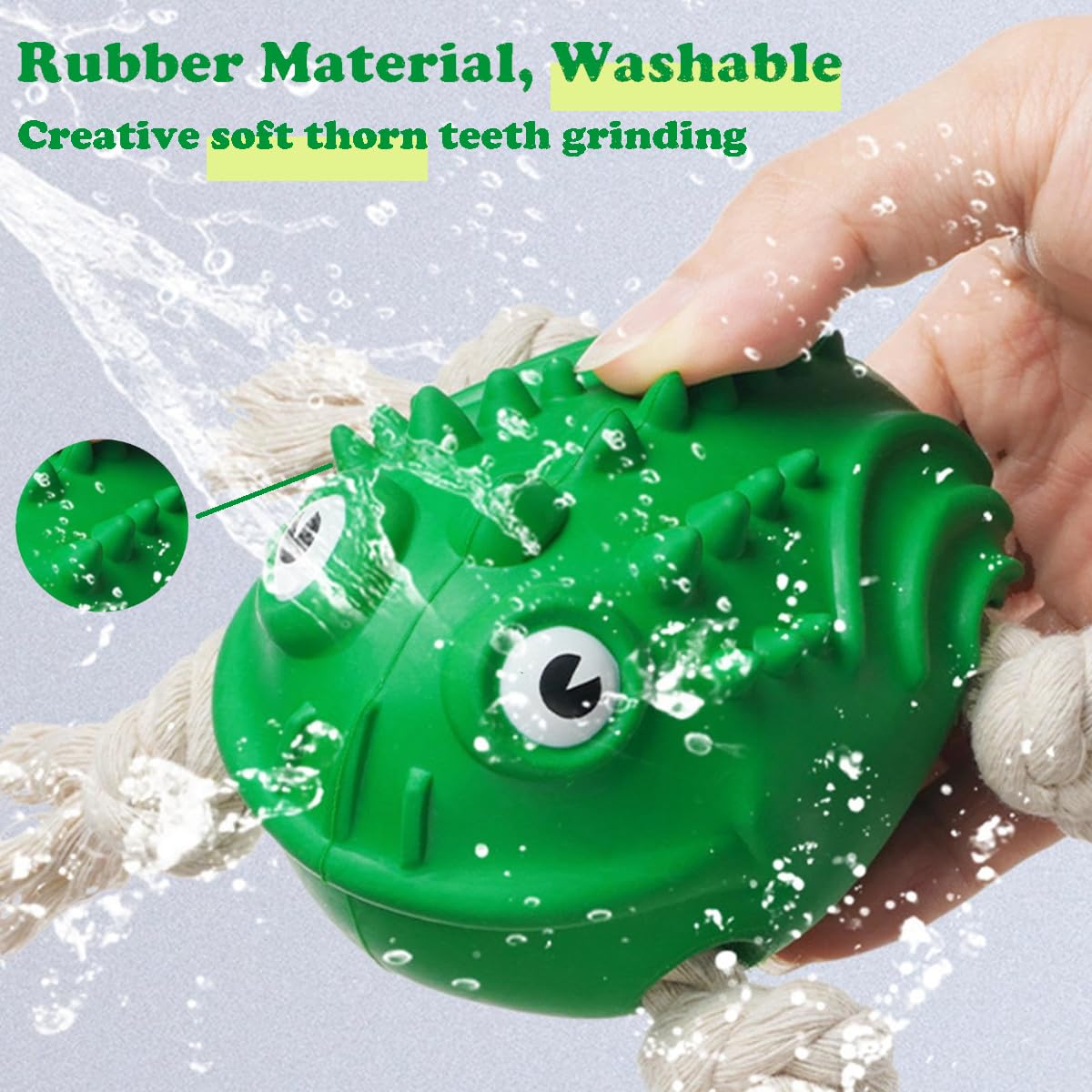 Generic New Indestructible Robust Rubber & Cotton Toad Dog Toy for Aggressive Chewers,Toad Shape Unbreakable Interactive Dog Chew Toys, Chew-Resistant Toad Squeaky Dog Toy for Teeth Cleaning, Green