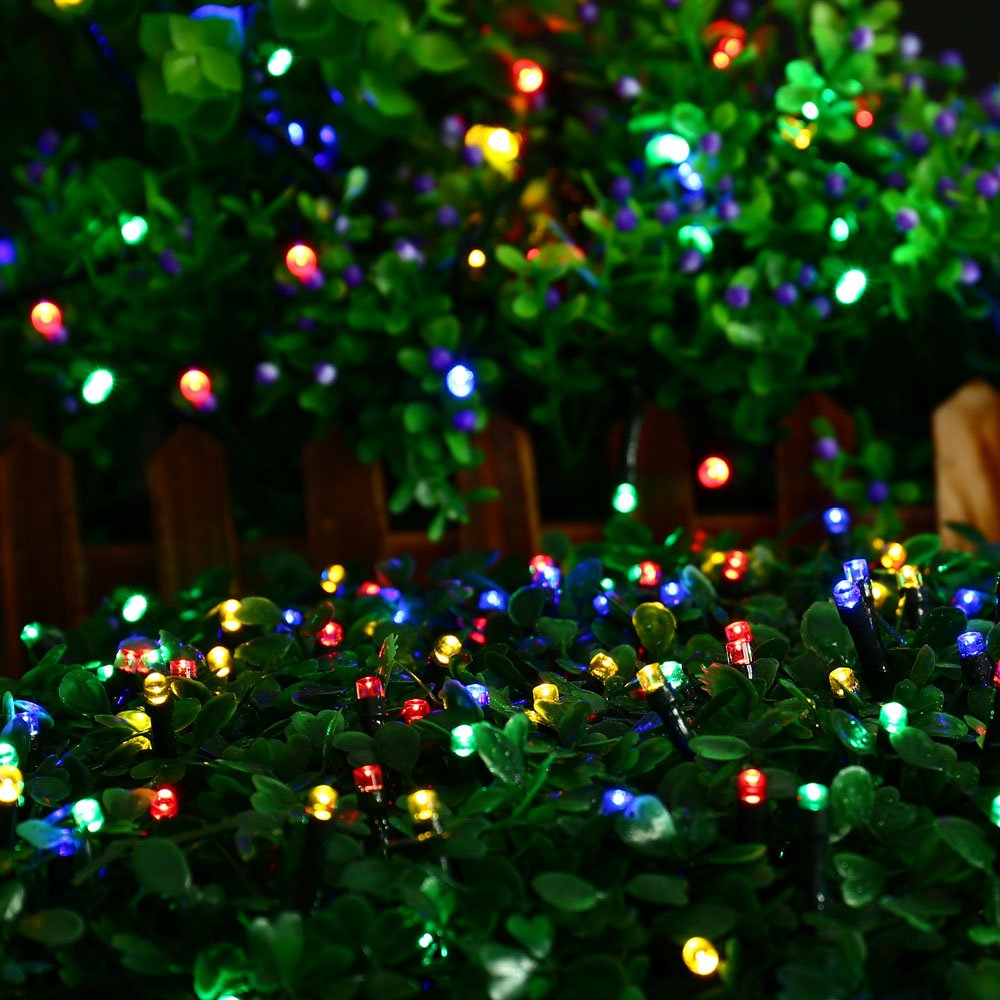 Qedertek Solar String Lights, 72ft 200 LED Fairy Lights, 8 Modes Ambiance Lighting for Outdoor, Patio, Lawn, Landscape, Garden, Home, Wedding (2 Pack, Multi-Color)