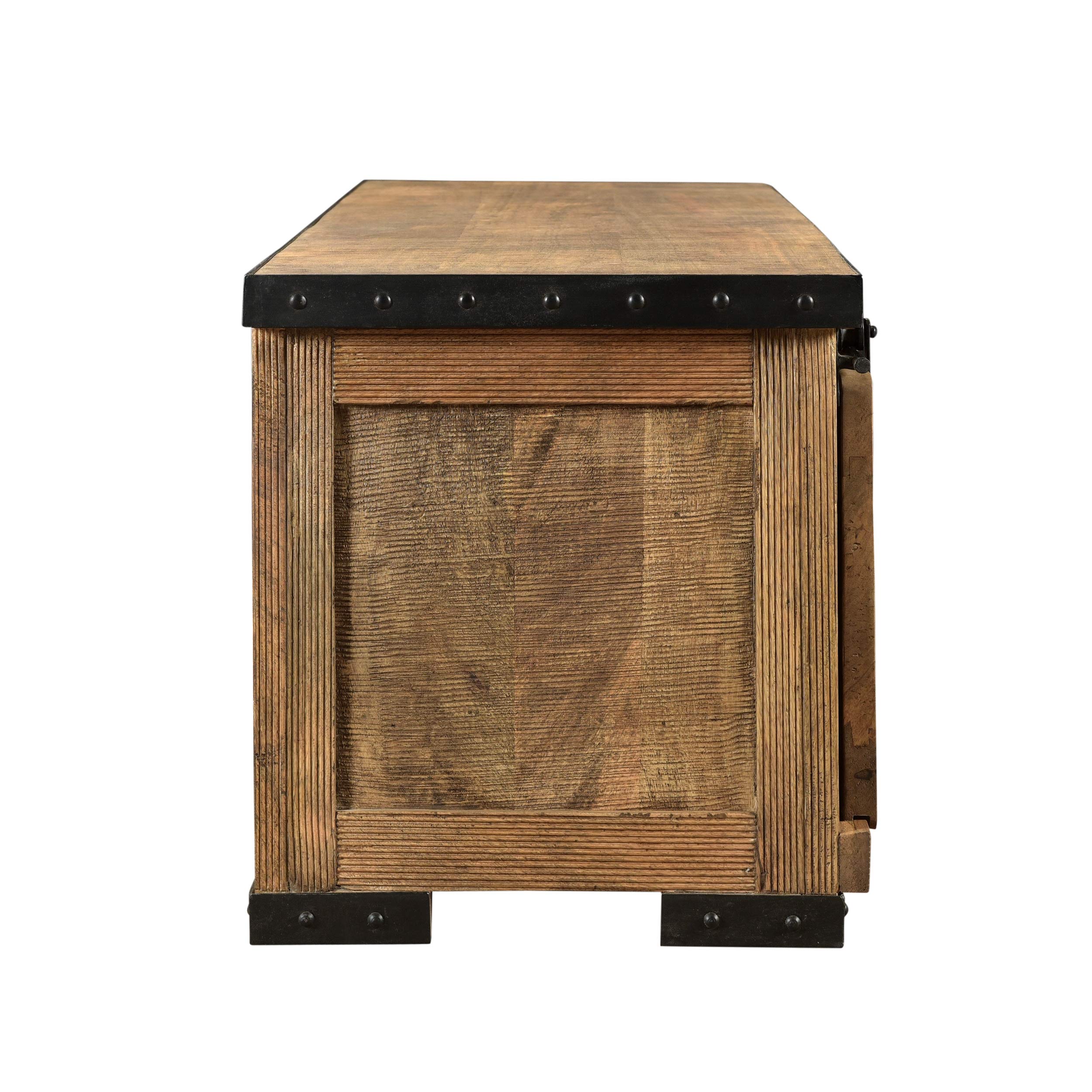 Christopher Knight Home Madge Modern Industrial Mango Wood TV Stand, Natural Finish, Black