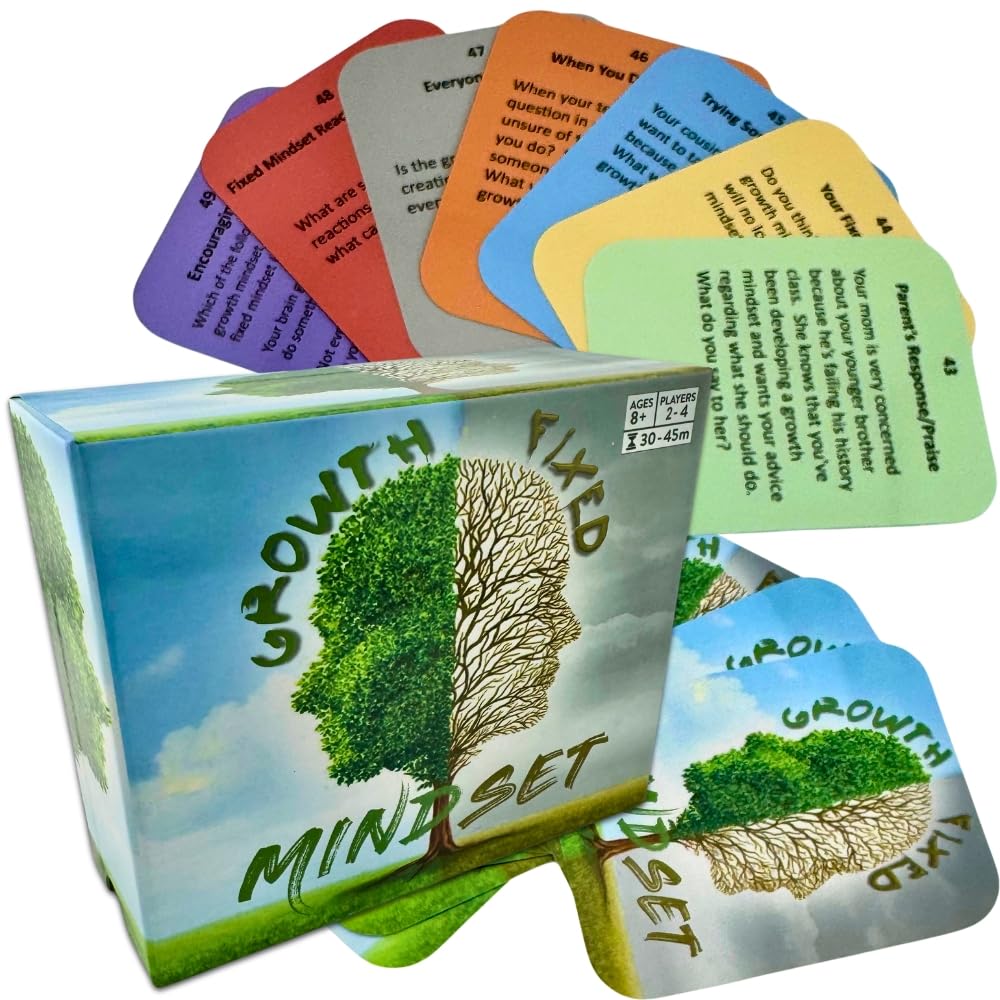Thought-Spot: Growth/Fixed Mindset Card Game: Cultivates Coping & Social Skills; Develops Resilience; Reduces Meltdowns/Stress; Affirmation Cards; Autism-Friendly; Mindfulness; CBT; Ages 8+