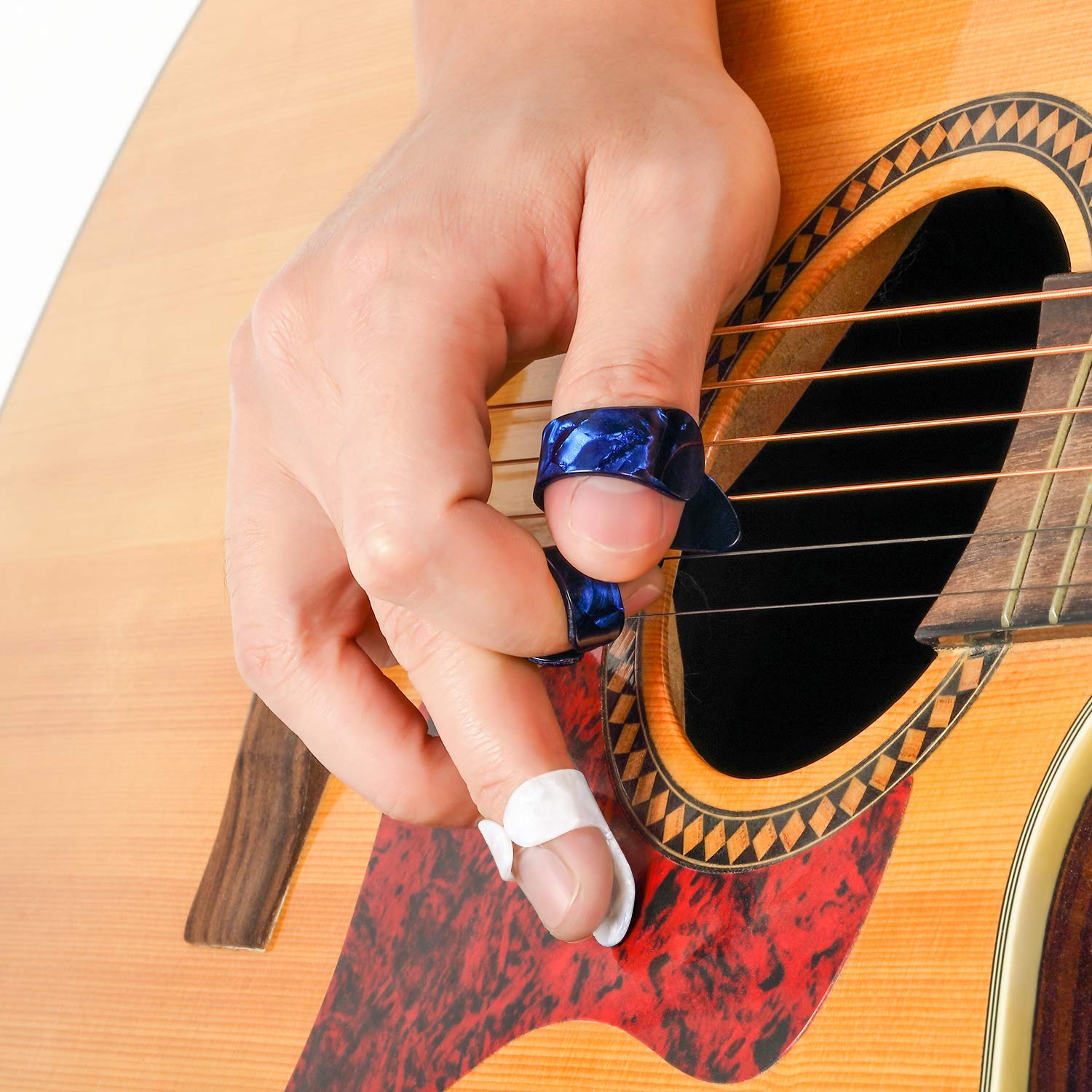 Thumb Picks Finger Picks, Medium, Flat Thumbpicks, Celluloid Guitar Thumb Finger Picks with Storage Box Case (12 Pieces, Thumb Finger Picks)