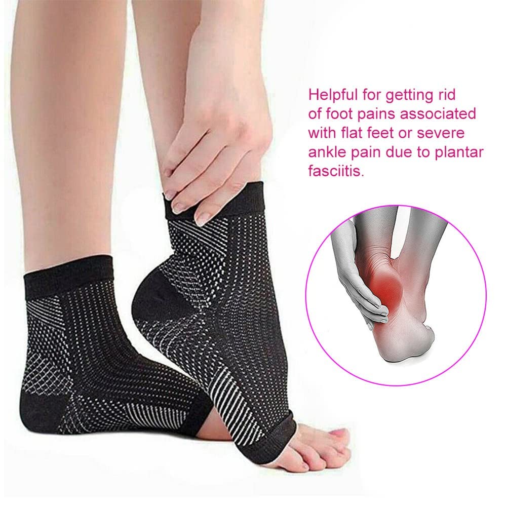 DXFWYTZQ Heelsium Pain Relief Socks, Compression Socks for Women, Instant Medical Athletic Calf Injury Recovery & (Medium,White)
