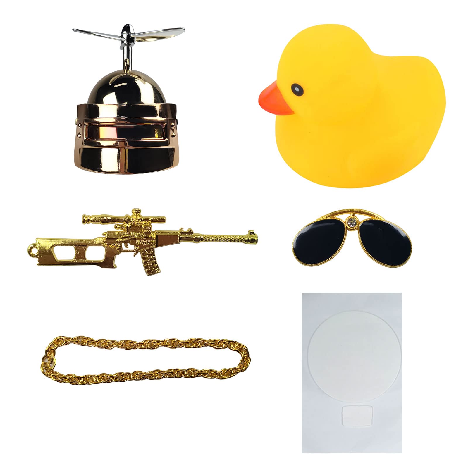 U-Goforst Cute Rubber Duck Toy Car Ornaments Yellow Duck Car Dashboard Decorations Bike Gadgets with Propeller Helmet (Silver grey)