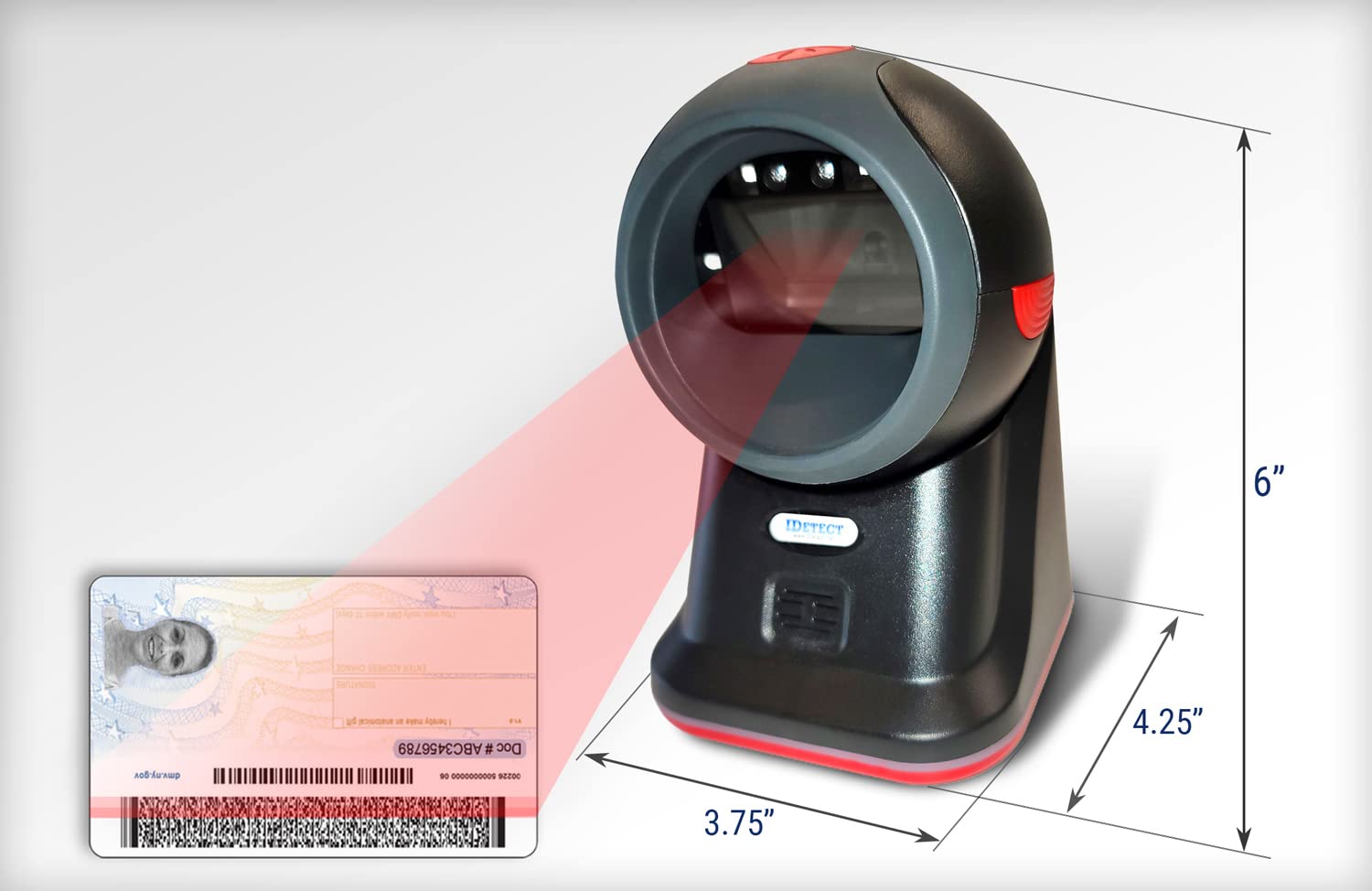 IDetect ID Scanner - Age Verification ID Scanner for Bars and Clubs - Drivers License Reader and ID Card Scanner for Computers, Tablets, & POS - Stops Unwanted IDs (No Photo)