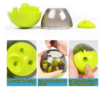 Generic Pet Enrichment Toy Ball with Interactive for Activity Structure, Treat Dispenser Feeder for Dog, Rabbit, Hamster, Cat, Guinea Pig and More. (Green-Yellow)