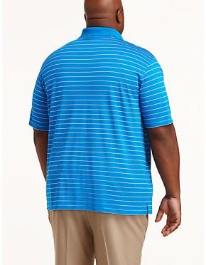 DXL Big + Tall Essentials Men's Big and Tall Striped Golf Polo Shirt Blue Stripe 4XLT