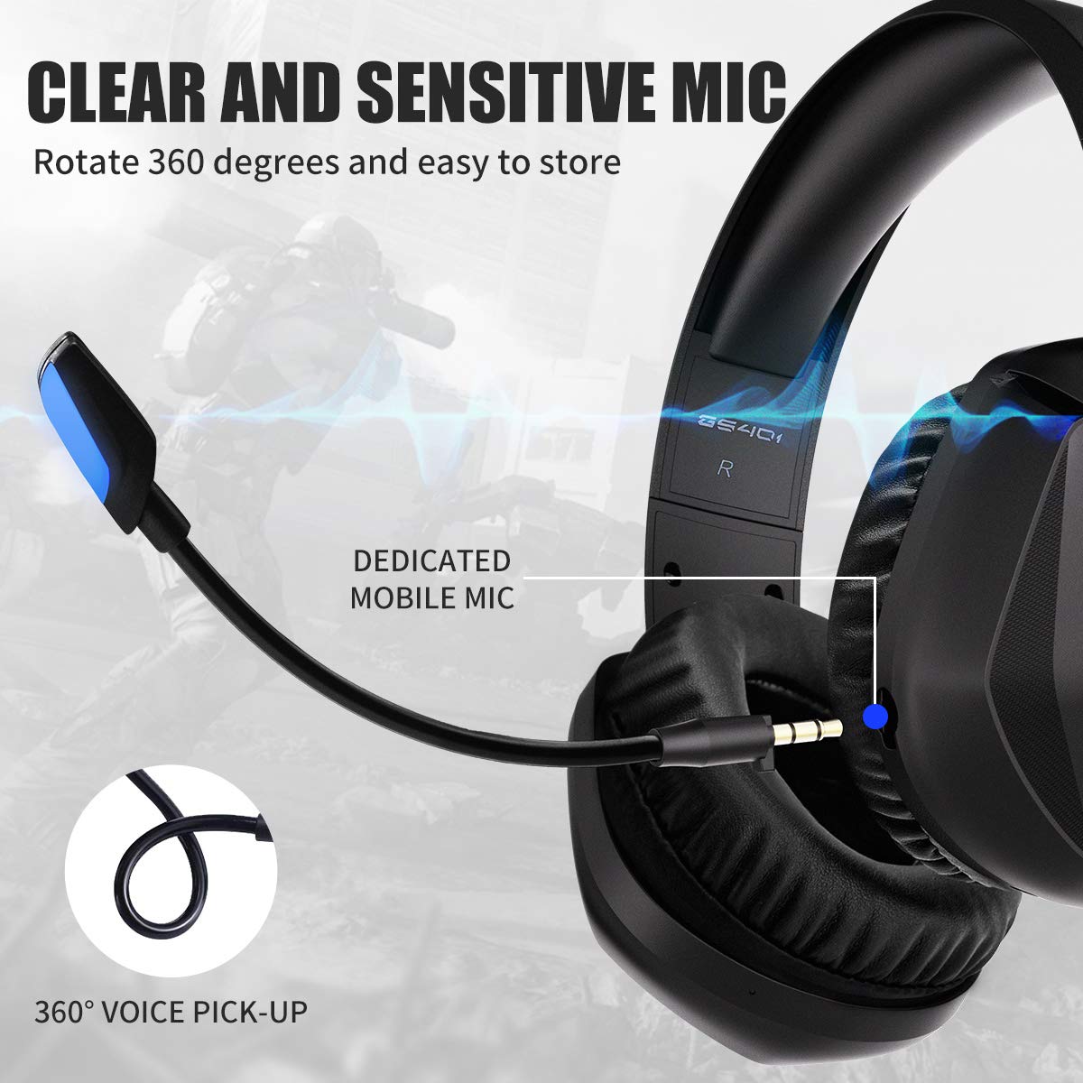 EASARS Wired Gaming Headset for PC, PS5, PS4, Xbox One Controller, 3.5mm Gaming Headphones with Microphone, Soft Earmuffs, Noise Cancelling, LED Light Bass Surround PC Headset