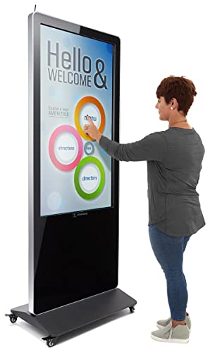 Displays2go 55" Touch Screen Kiosk with Wireless Connectivity, Wheels, Single Sided - Black (DGSNFSTCH55)