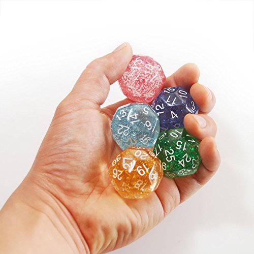 Triantakohedron 33mm D30 30-Sided Glittered Color Jumbo RPG Gaming Dice, Limited Edition Series (Glitter Pink)