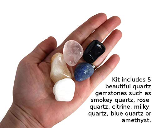 Quartz Gemstone Handmade Mini Zen Garden Healing Crystals Set - Zen Decor for Office or Home Relaxation and Stress Reduction Gifts Quartz Stone Desk Accessories