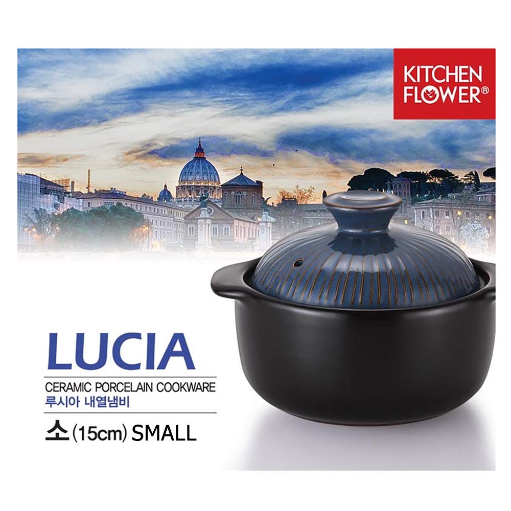 Kitchen Flower Lucia Natural Glazed Ceramic Porcelain Cookware Hot Pot (Beige Pink 1400ml)