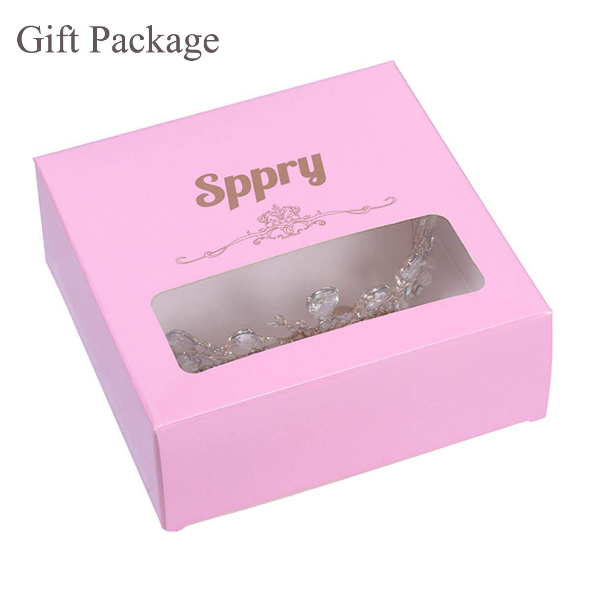 Sppry Women Tiara with Comb - Colorful AB Crystals Crown for Bridal Princess Girls at Wedding Birthday Pageant (Gold)