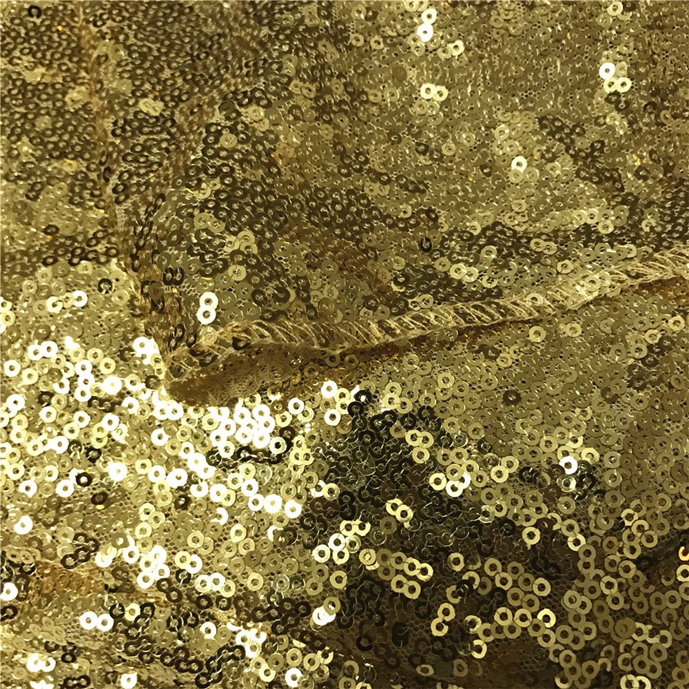 Trlyc 70x120 Rectanglular Gold Wedding Sequin Table Cloth Seamless Sequin Tablecloth for Wedding