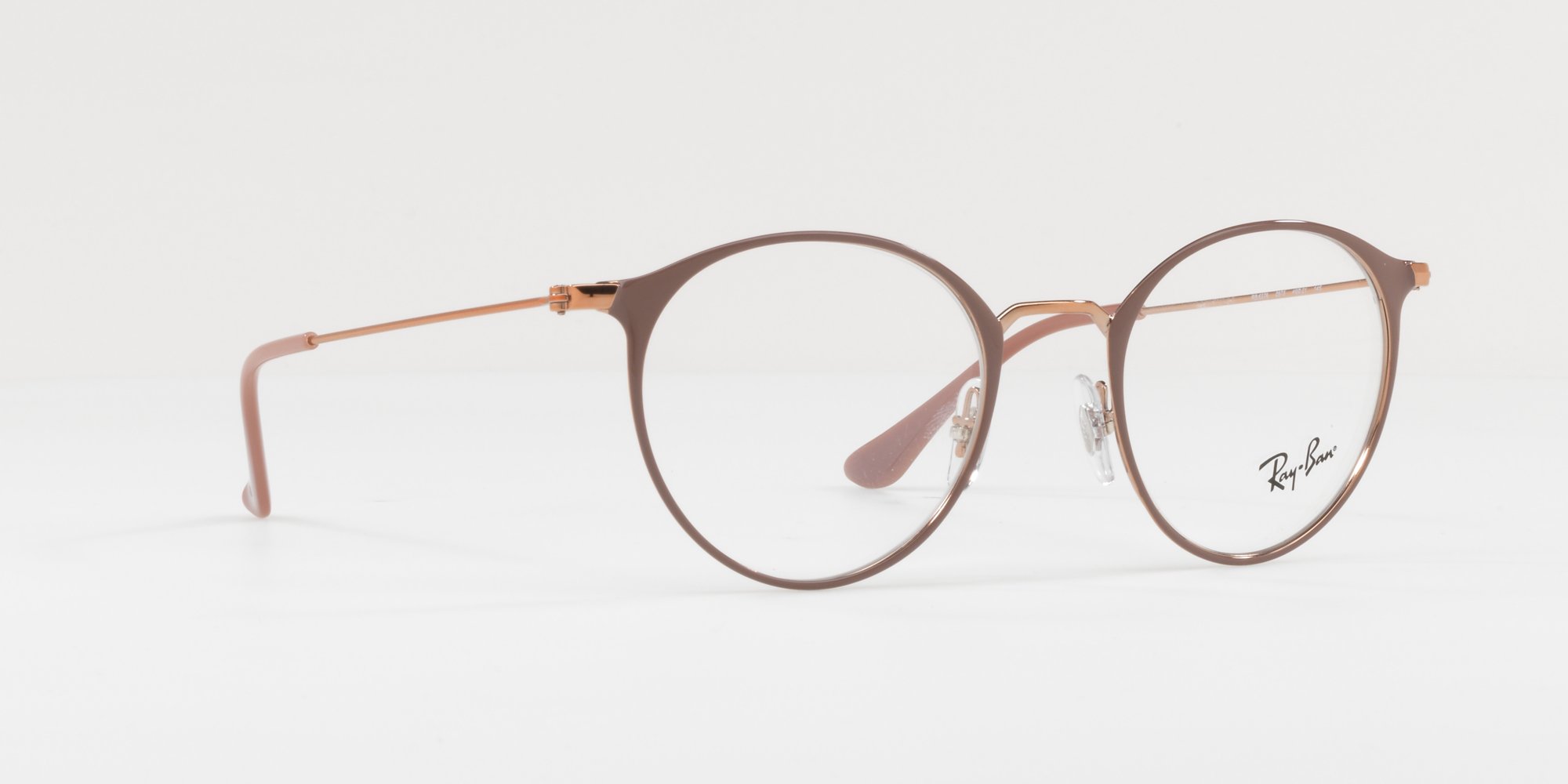 Ray-Ban Rx6378 Round Prescription Eyeglass Frames, Brown on Arista/Demo Lens, 49 mm