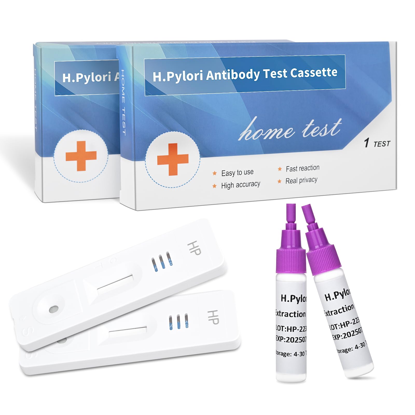 Helicobacter Pylori Stool 2 Test Kits, H. Pylori,h. Pylori Stool (Antigen) 10-15 Minutes of Quick Home Testing, The Result is Highly Accurate, Easy to Read and use