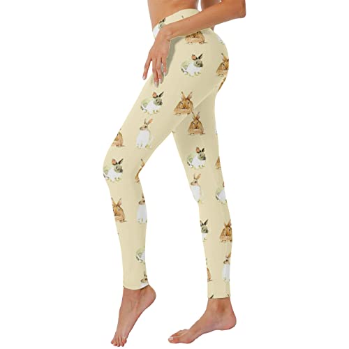Easter Day Leggings for Women High Waist Easter Eggs Bunny Rabbits Tummy Control Colorful Tights Bunny Rabbits