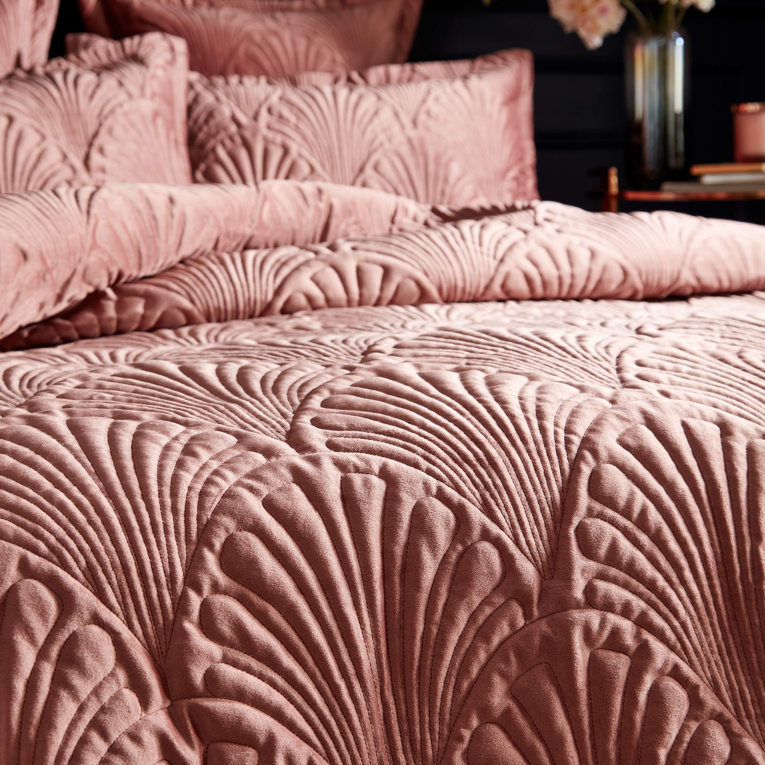 Paoletti Palmeria Duvet Cover Set (Queen) (Blush Pink) (PALMERID03BLS)