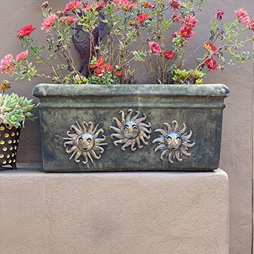 Small Metal Sun Faces, Sunny Home Décor, Wall Hanging, Authentic Upcycled Artwork from Haiti 6 Inches Round (Sun Faces)