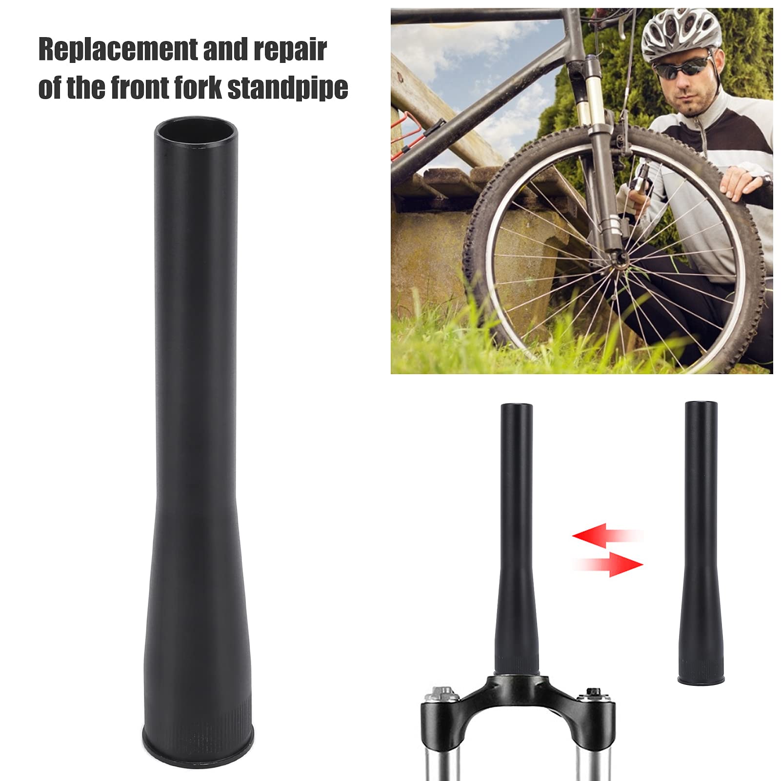 Diydeg Bike Front Fork Head Tube, Portable Tapered Front Fork Standpipe Repair Parts Lightweight for Road Bicycle