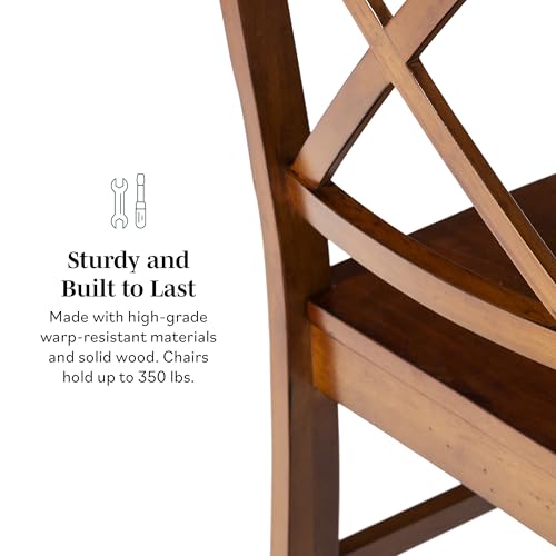 Walker Edison Modern Farmhouse Wood X-Back Armless Dining Chairs Kitchen, Set of 2, Brown