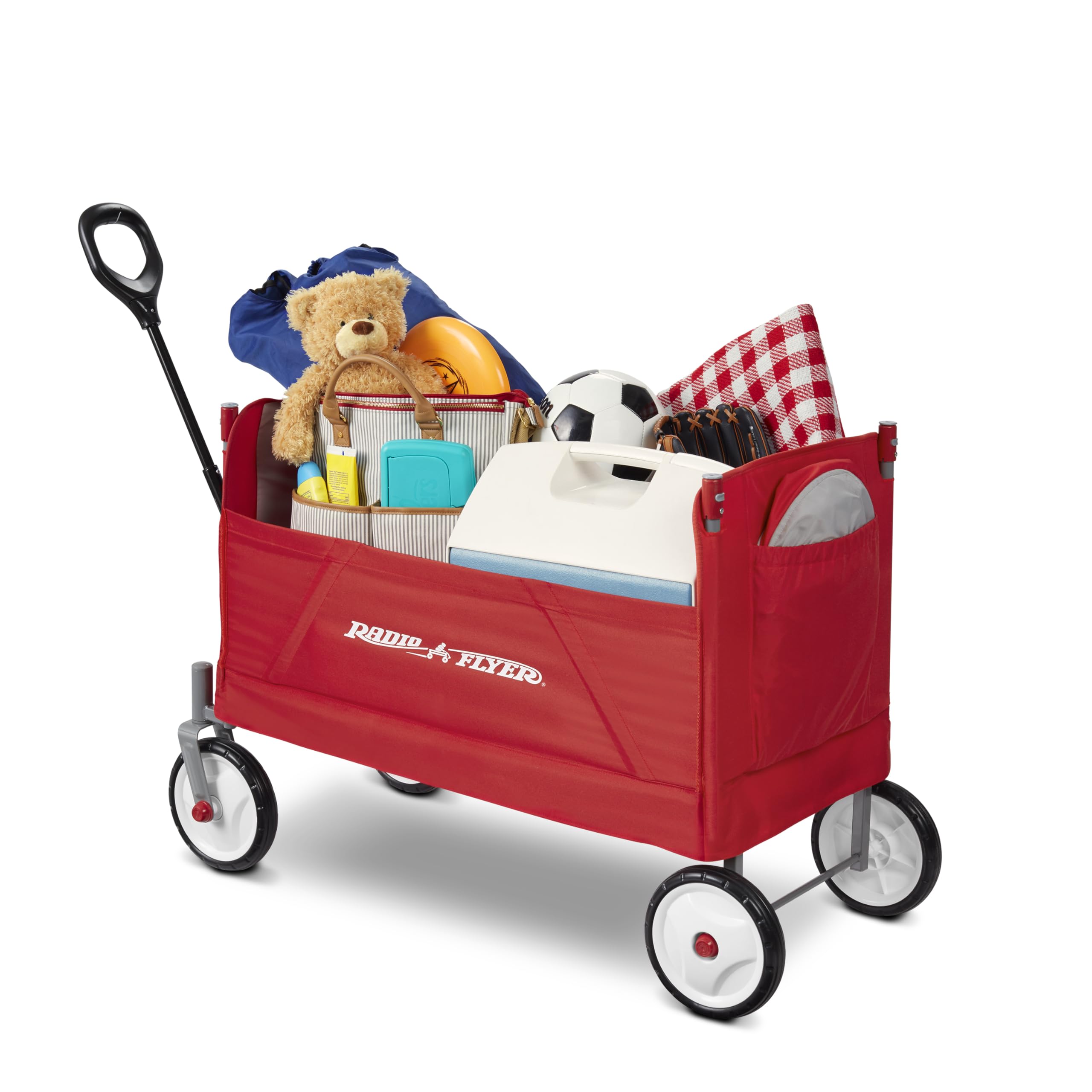 Radio Flyer 3957A EZ Wagon with Canopy, Folding Trolley for Kids, Garden and Cargo cart, Ages 1.5+, Red