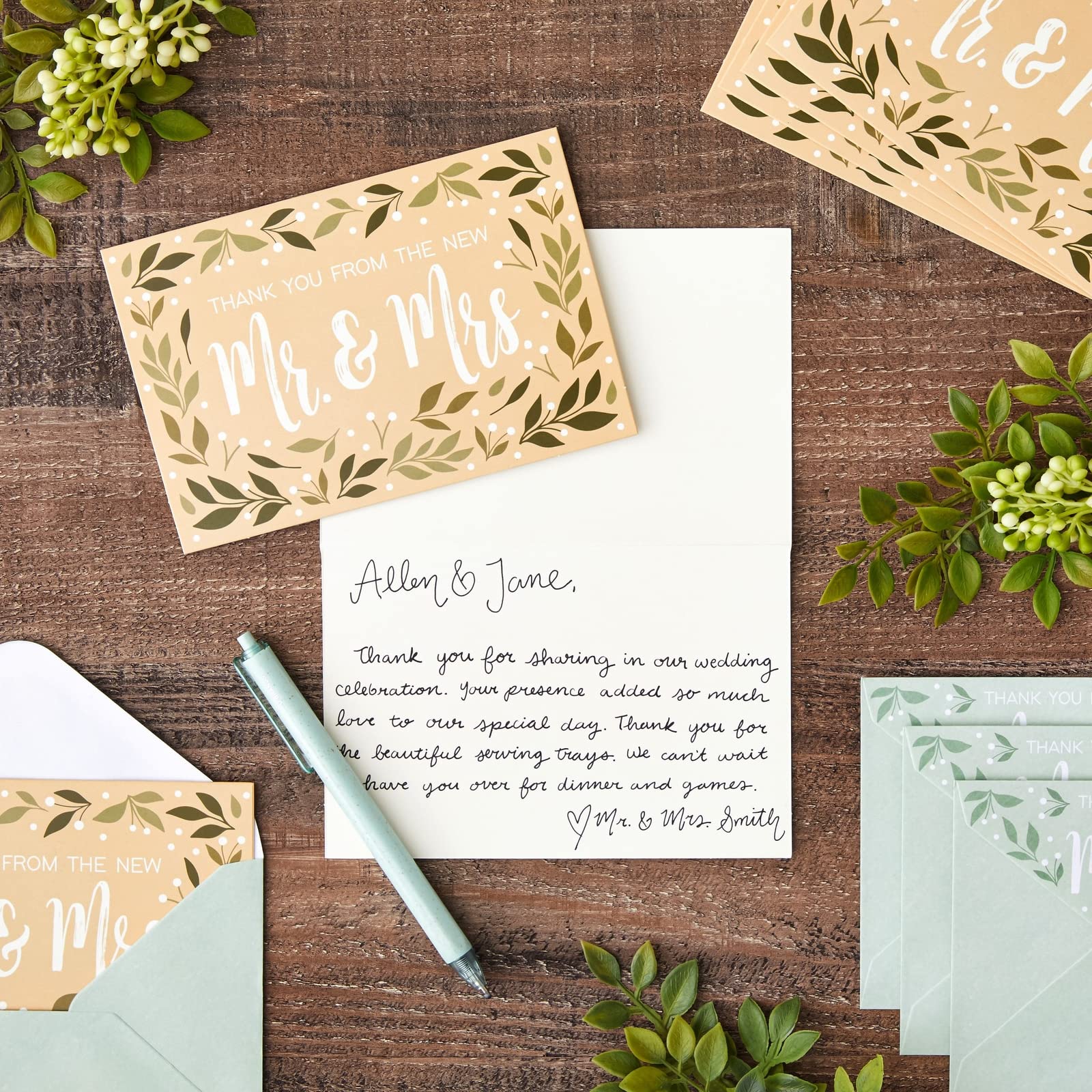 Paper Junkie 48 Pack From the New Mr and Mrs Wedding Thank You Cards with Envelopes Included (4x6 in)