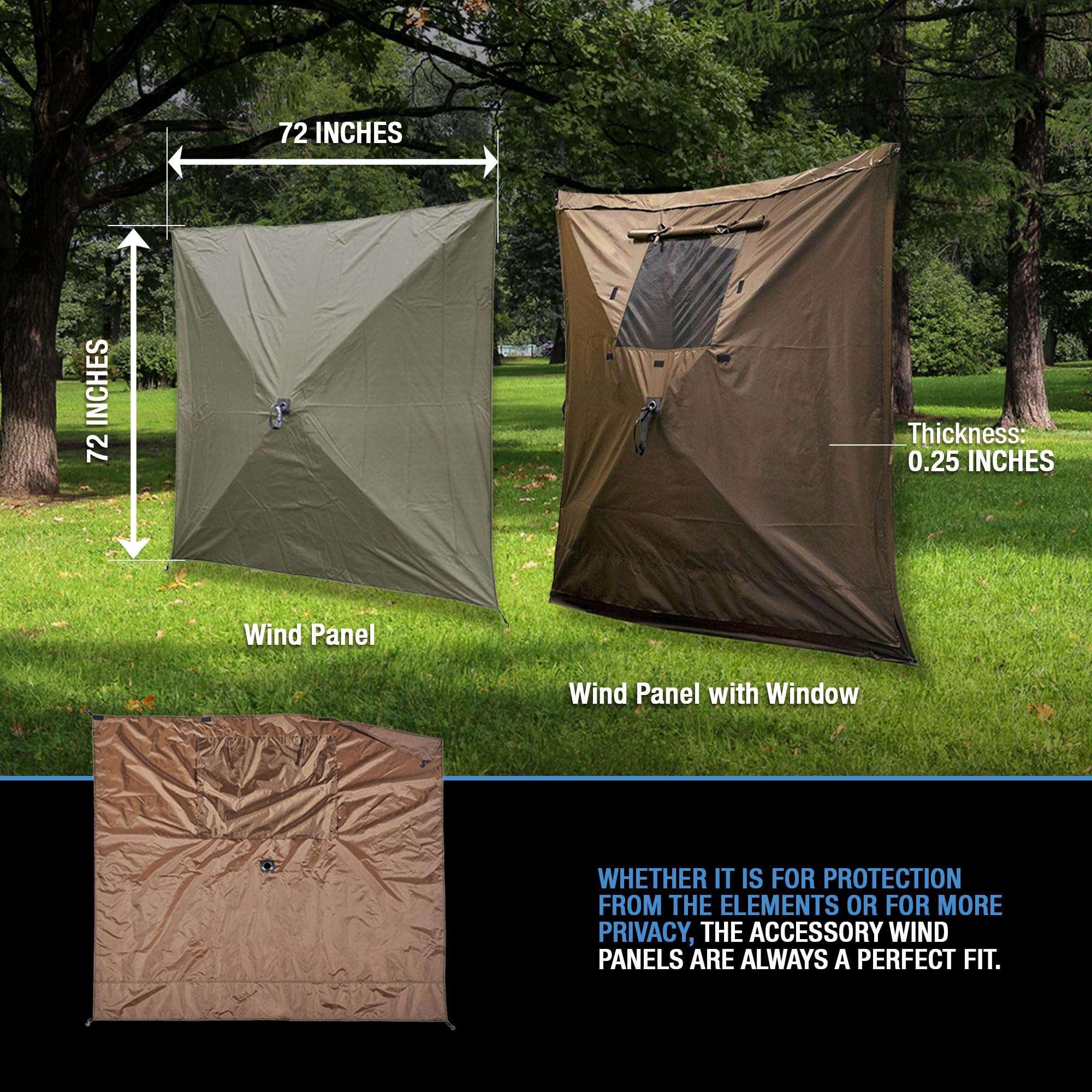 Clam Quick-Set Wind and Sun Panel Attachment for Escape Sport Screen Shelter Canopy Tent with Carrying Bag, Accessory Only, Green (2 Pack)