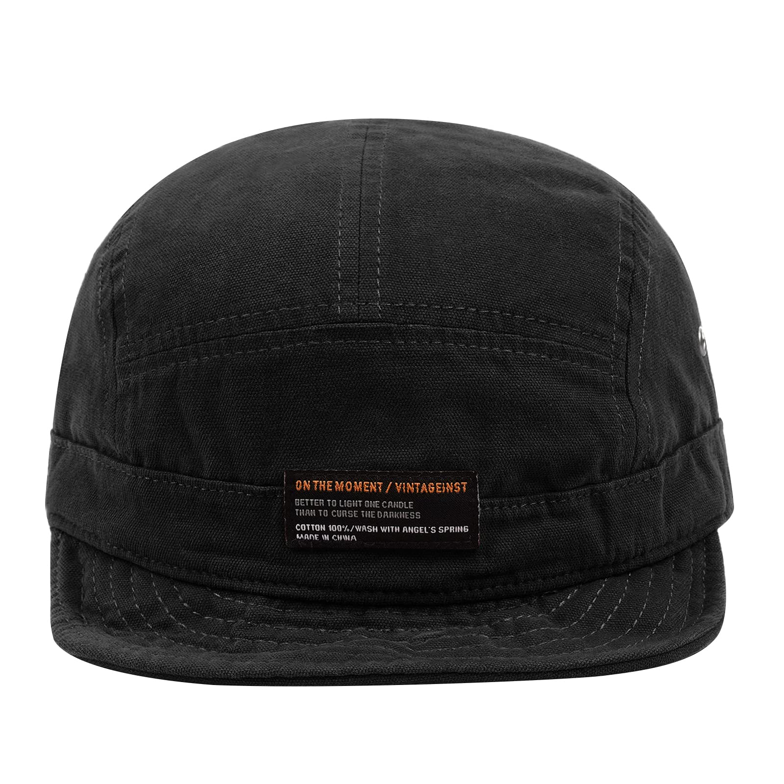 Croogo Soft Trucker Hat Flip Up Short Brim Flat Cap Snapback 5 Panel Baseball Caps Hip Hop Golf Dad Hat Cadet Cap,Black-DY09