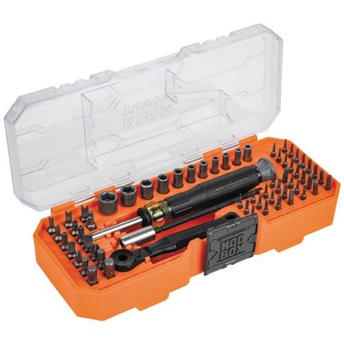 Klein Tools 32787 64-Piece Micro-Ratchet Bit Precision Driver Set with Modular Case, Magnetic, Precision, Standard Bits and Nut Drivers