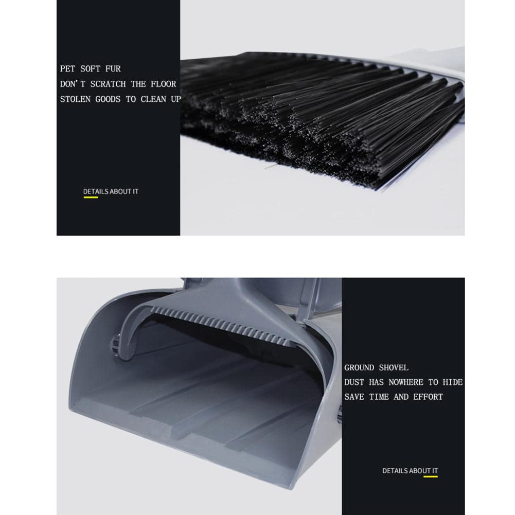 FEMUN Hotel Thickened Plastic Broom Dustpan Combination Home Kitchen Windshield Broom Set Cleaning Garbage Bucket Soft Hair Kitchen Broom dust pan and Broom Combo, for Offices, Dormitories, garages